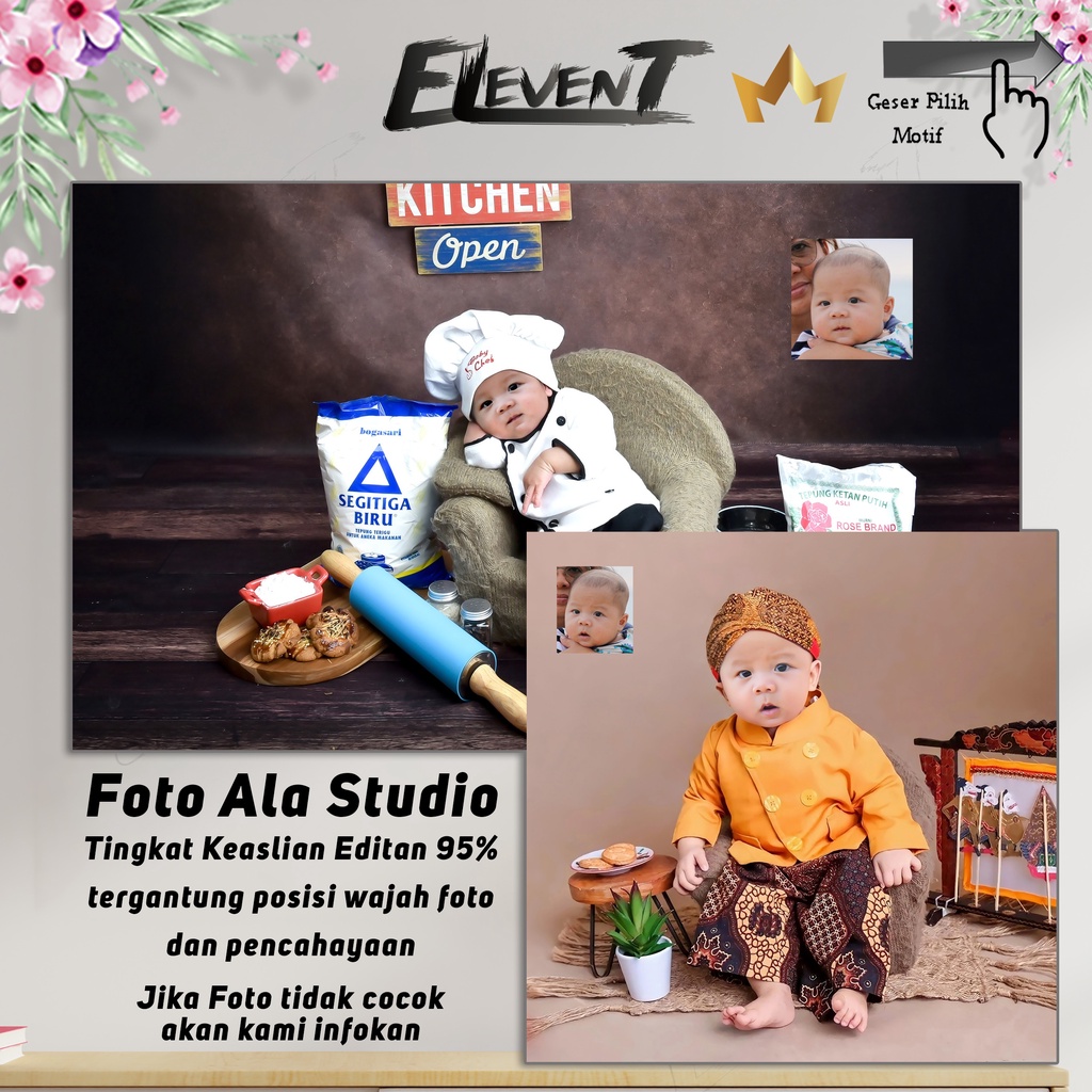 Jual Cetak + Bingkai / Papan MDF Photoshoot Bayi Ala Studio NewBorn ...