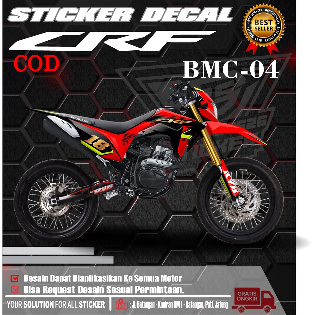 Jual STICKER DECAL HONDA CRF 150L/ DEKAL STRIPING CRF 150L SUPERMOTO ...