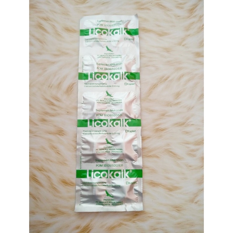 Jual Licokalk Kalsium Calcium Kalk Strip 10 Kaplet - Vitamin Tulang ...