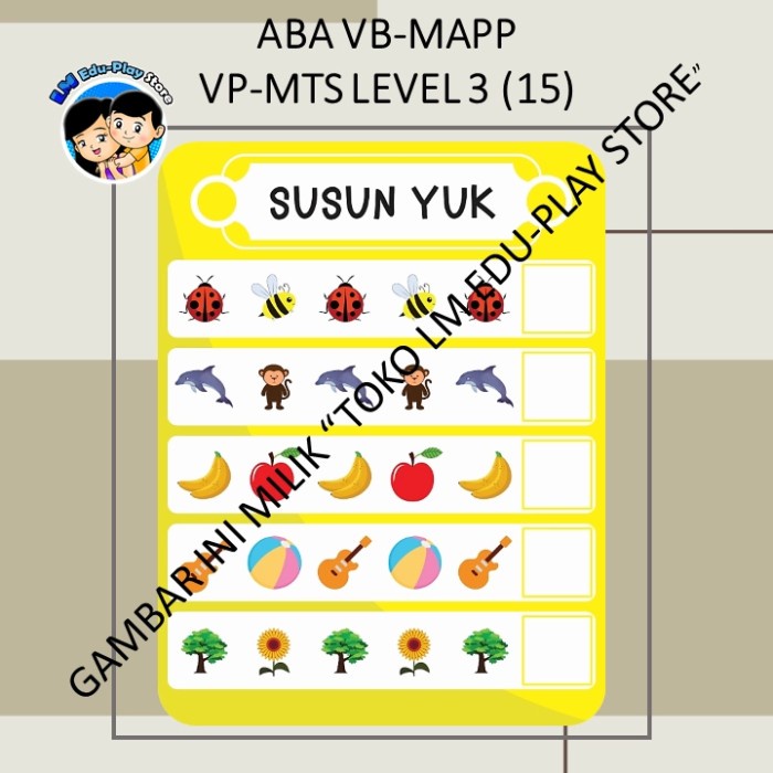 Jual Kartu Belajar ABA VB-MAPP VP-MTS Level 3.15 | Shopee Indonesia