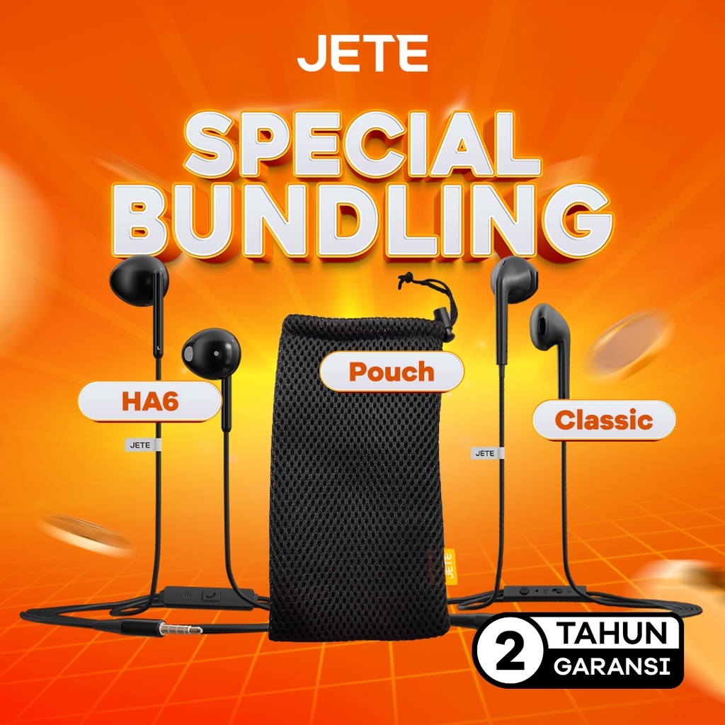 Jual Bundling Headset JETE Classic + Headset JETE HA6 + free Pouch ...