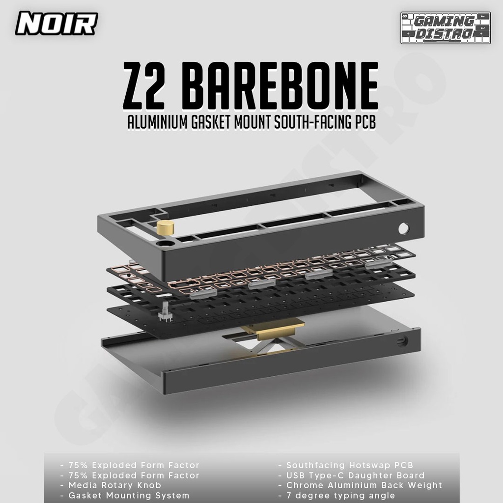 Jual Keyboard NOIR Z2 75% Exploded Custom Aluminium Gasket Mount South ...