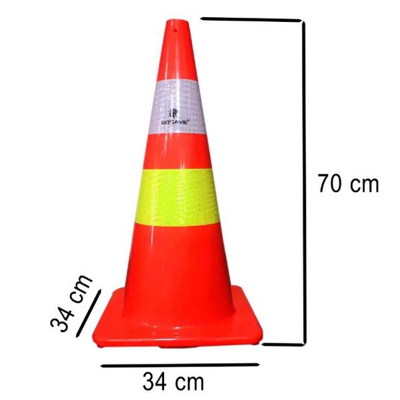 Jual Traffic Cone Karet PVC Rubber 70 cm Base Orange / Kerucut Lalu Lintas Gosave | Shopee Indonesia