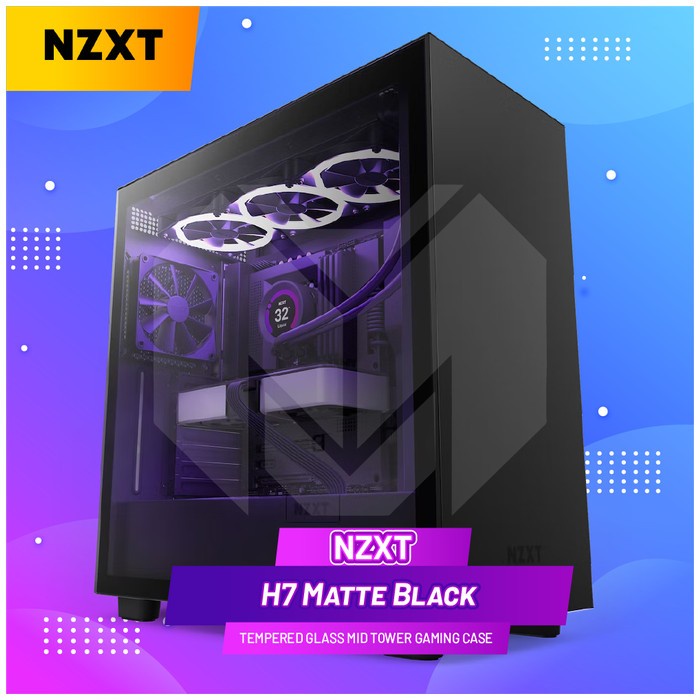 Jual NZXT H7 Matte Black Tempered Glass Mid Tower Gaming Case - Hitam ...