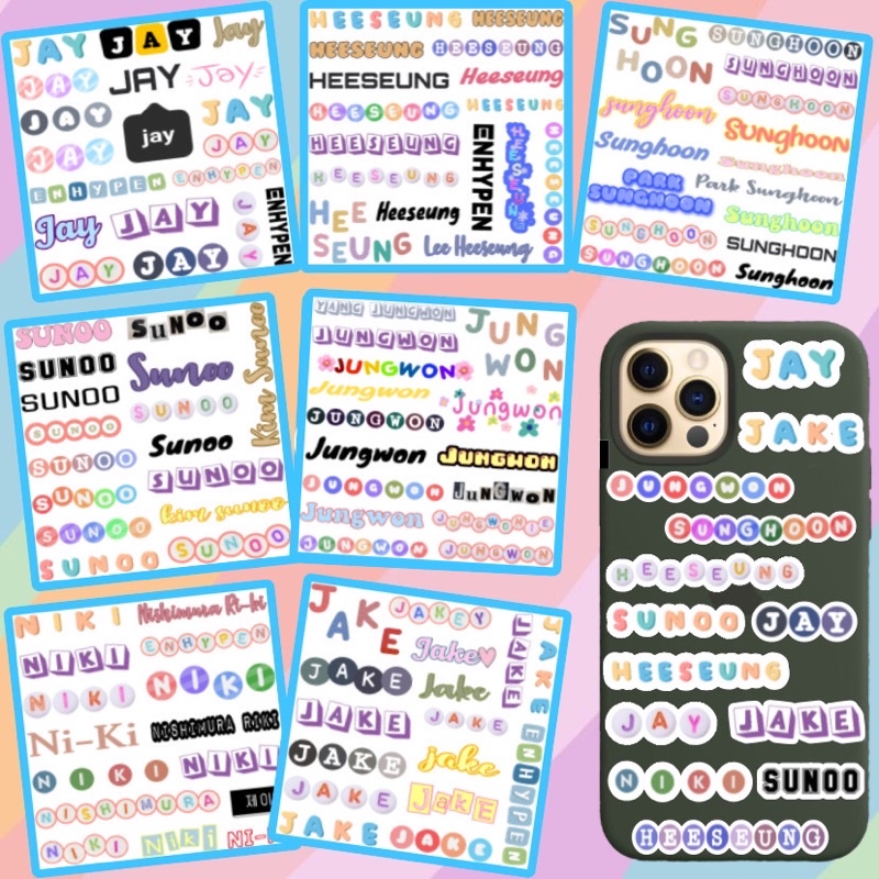 Jual Stiker Nama Enhypen ( Sudah cutting ) Aesthetic cute Deco Jay Jake ...