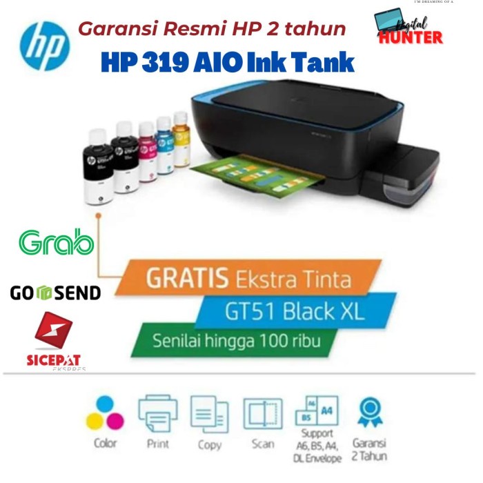 Jual Hp Ink Tank 319 All In One Printer (Print, Scan, Copy) - Resmi ...