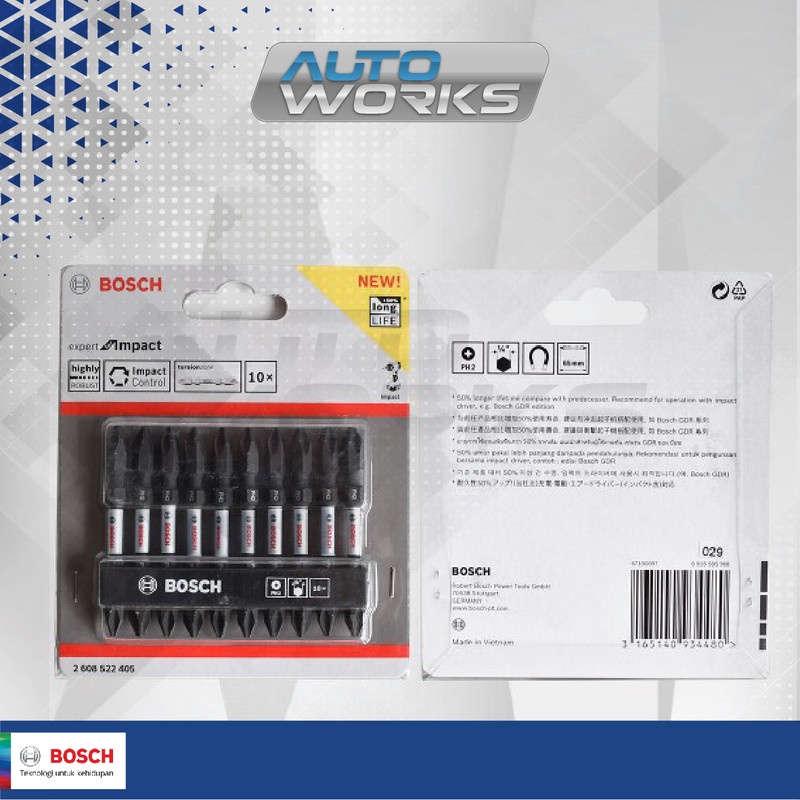 Jual Bosch Impact bit Set PH2 x 65MM (10Pcs Pack) | Shopee Indonesia