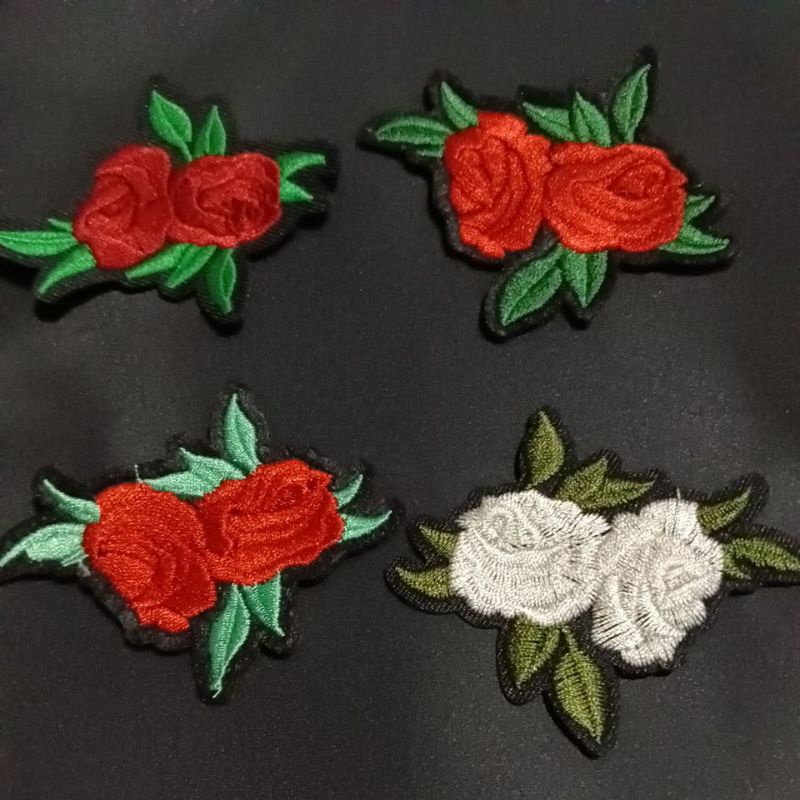 Jual patches emblem bordir bunga kembar EH3 | Shopee Indonesia