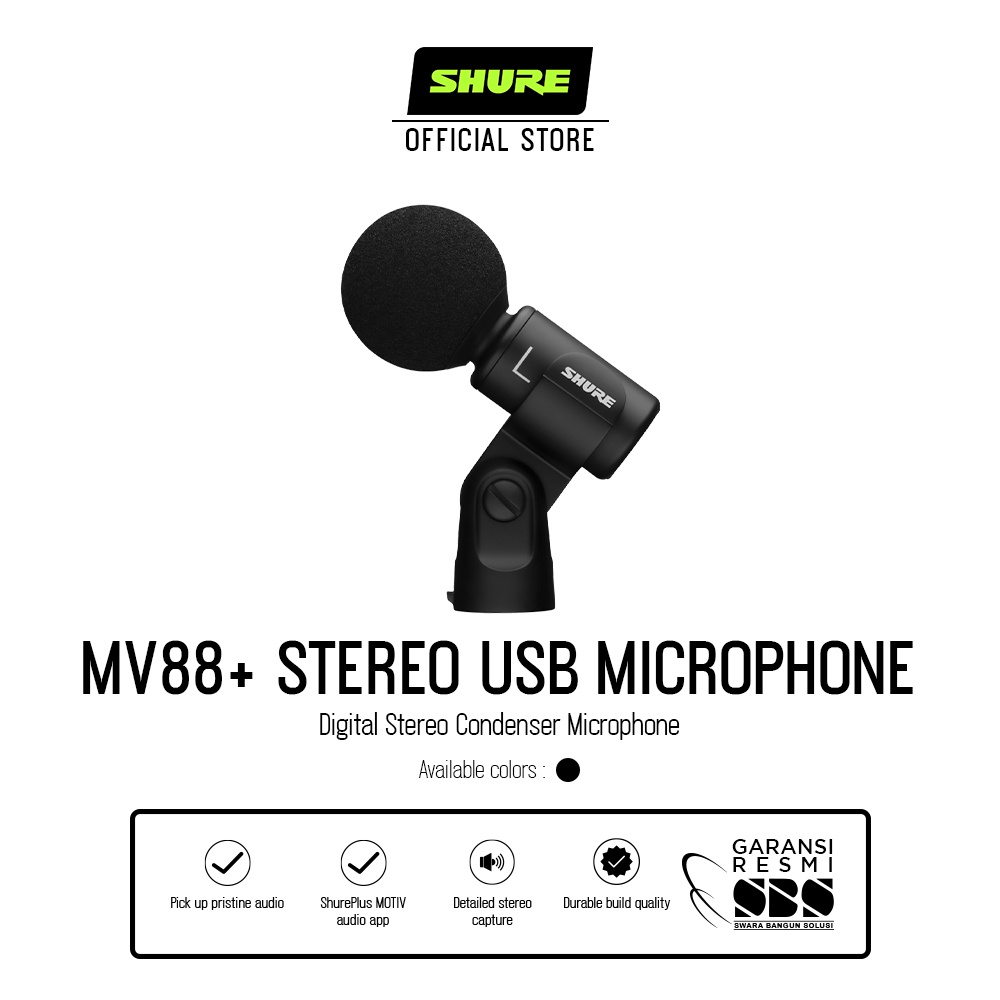 Jual Shure MV88 + USB Digital Stereo Condenser Microphone | Shopee ...
