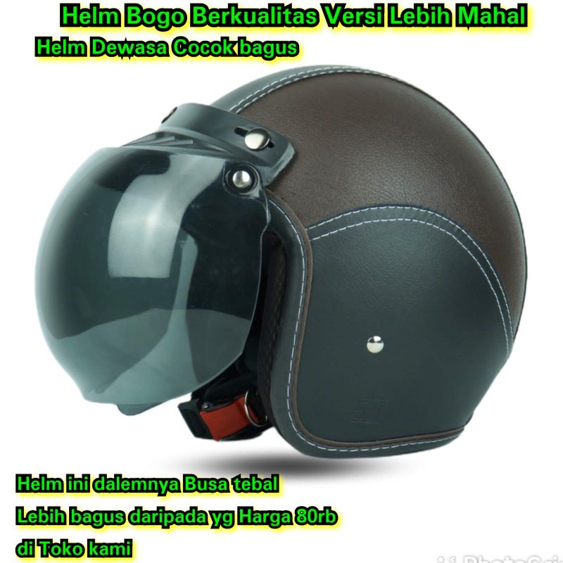 Jual Helm Bogo Kualitas Bagus Full Leher Lapis Kulit Dewasa Helem Boggo ...