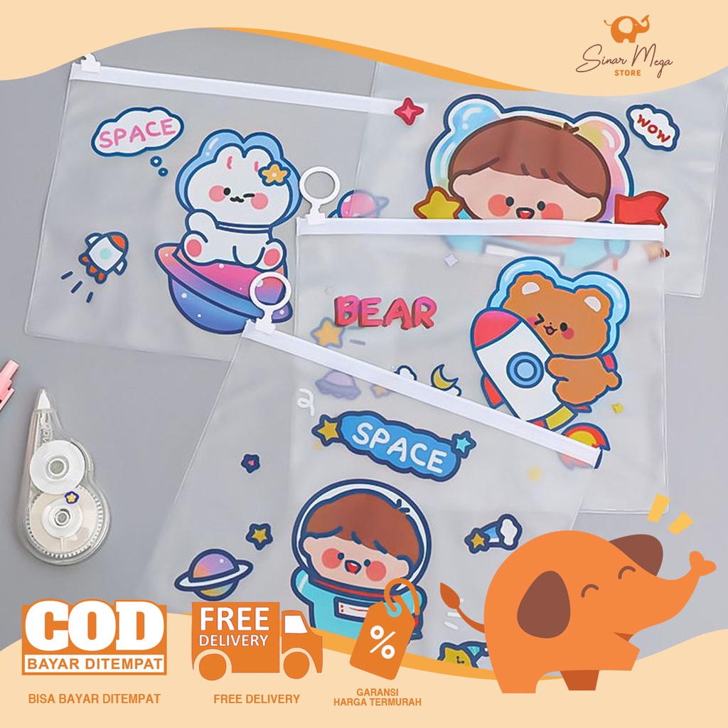 Jual Cute Transparant Pencil Case / Aesthetic Plastic Zipper Pouch ...