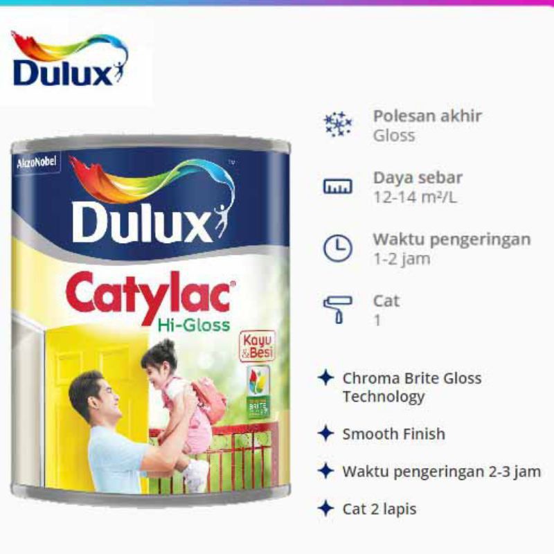 Jual Cat Dulux Catylac Hi-Gloss PUTIH 1501 cat kayu besi || Cat Kayu ...