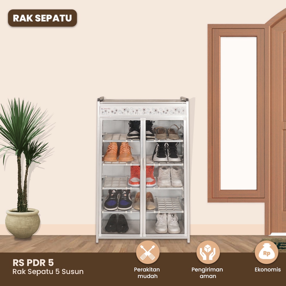 Jual Lemari Rak Sepatu Sandal 5 Susun Aluminium Besar | Shopee Indonesia
