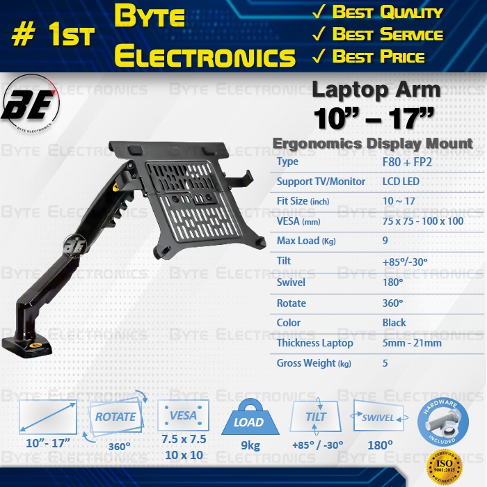 Jual Bracket Laptop Meja | Arm Laptop 10" - 17", Gas Strut Arm Laptop ...