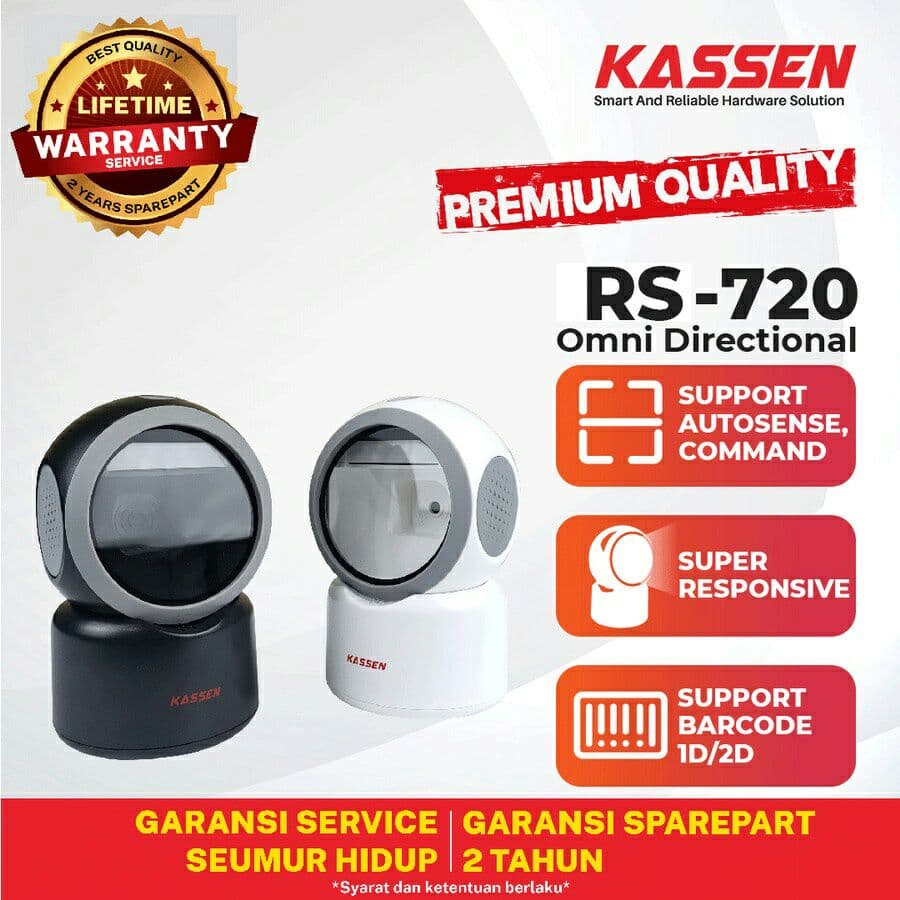 Jual KASSEN RS720 BLACK | BARCODE SCANNER 2D OMNI DIRECTIONAL | Shopee Indonesia