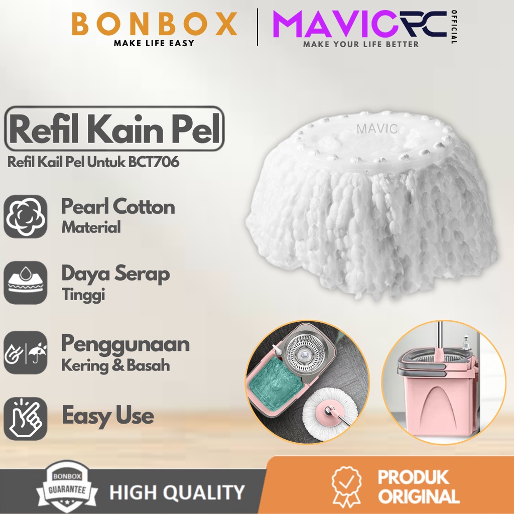 Jual BONBOX Refill Kain Pel Replacement Refil Microfiber Mop Pengganti Cadangan Daya Serap ...
