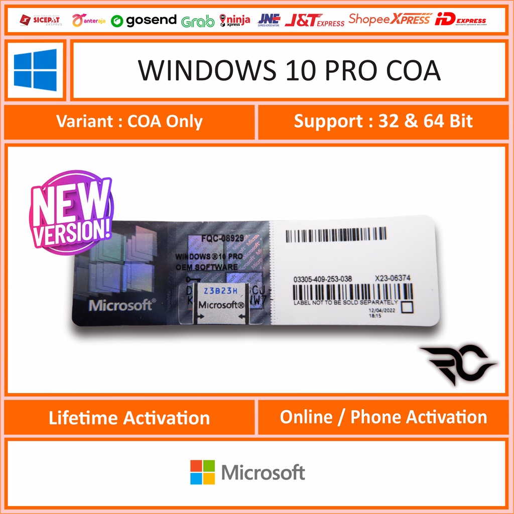 Jual Stiker Win 10 Pro COA Ori | Shopee Indonesia