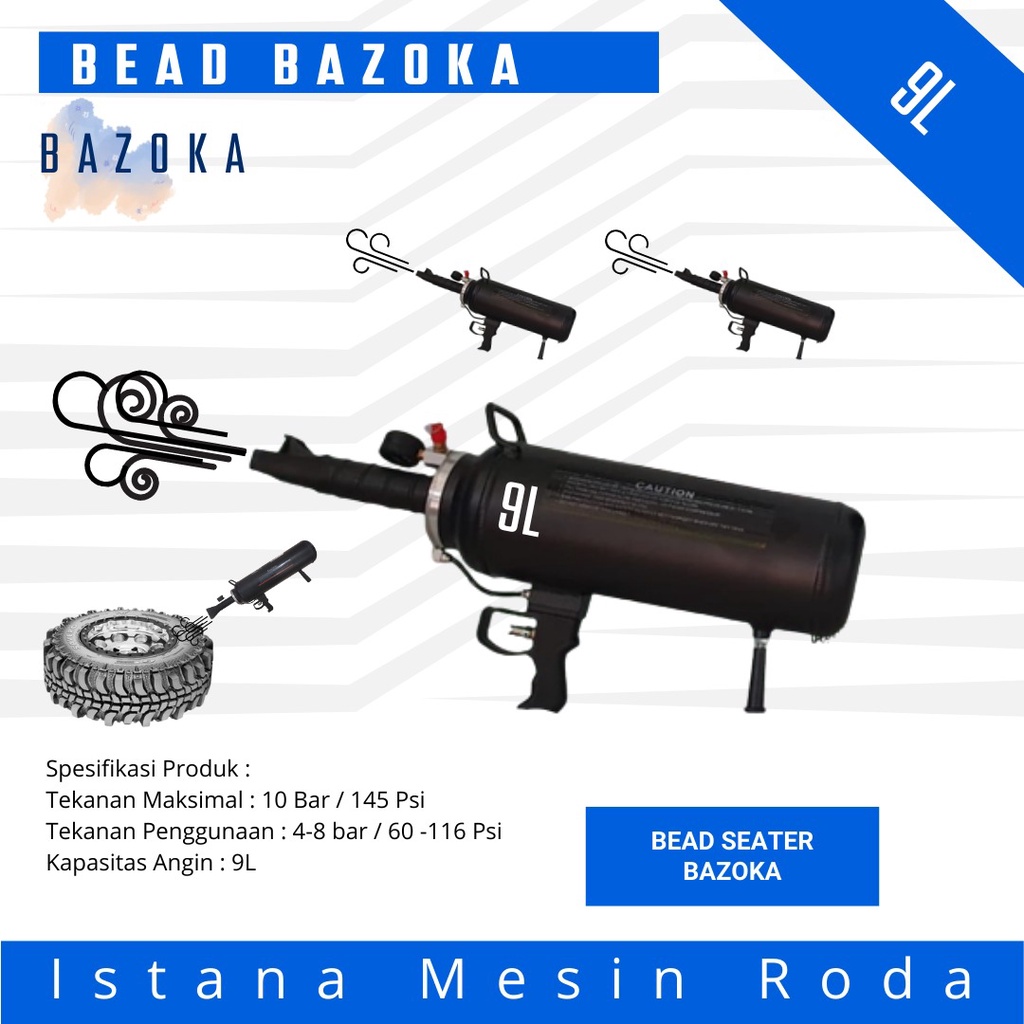 Jual 9L Aluminum Bead Seater Bazooka for Tire Changing- Tembak Angin ...