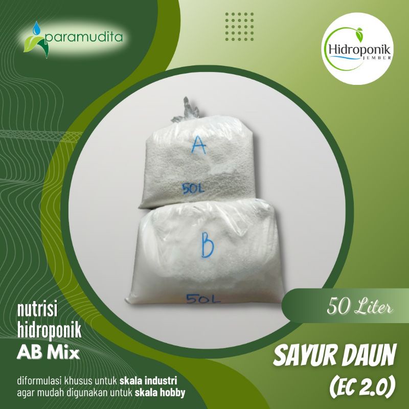 Jual Nutrisi Hidroponik Ab Mix Sayuran Daun 50 Liter | Paramudita ...