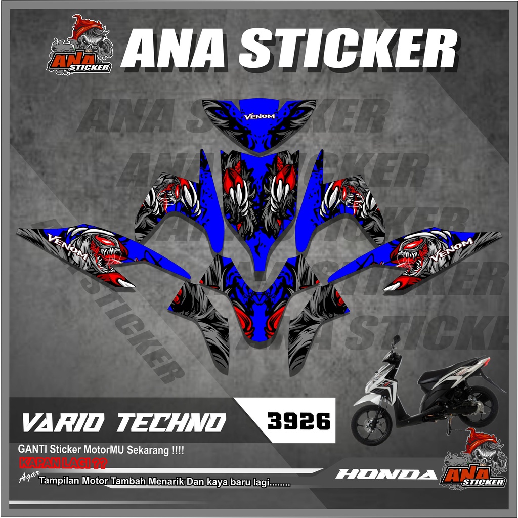 Jual 3926 DECAL VARIASI FULL BODY HONDA VARIO TECHNO LIST DESIGN VENOM ...