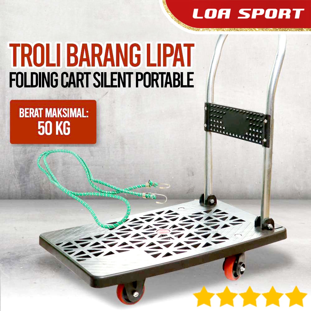 Jual Troli Barang Lipat Kapasitas 50 Kg Handle Besi Alas Plastik PP ...
