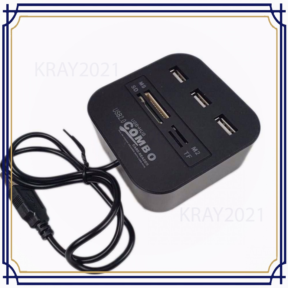 Jual Combo Multi Card Reader + 3 USB HUB 2.0 Splitter -HB966 | Shopee ...