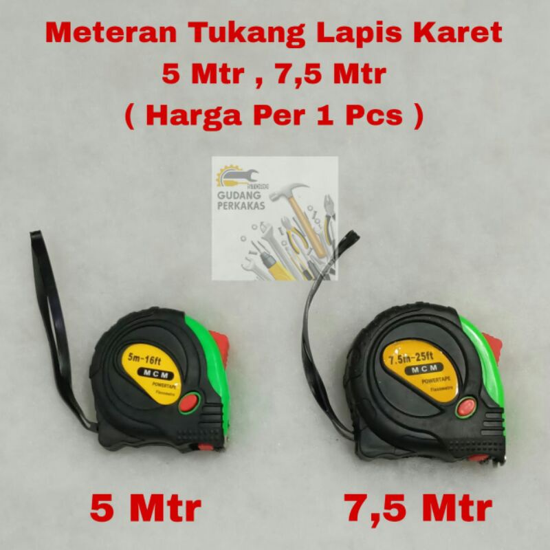 Jual Meteran Tukang Lapis Karet - Measuring Tape 5M 7,5M | Shopee Indonesia