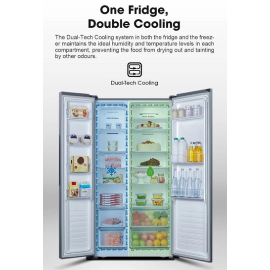 Jual HISENSE Kulkas 2 Pintu Side by Side [564L] RS660N4IGN - Silver ...