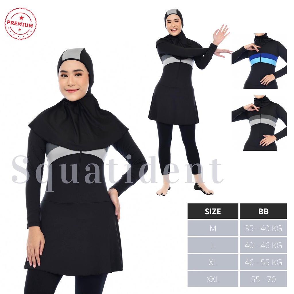 Jual Setelan Pakaian Renang Muslim Polos Polyester / Baju Renang Muslim ...