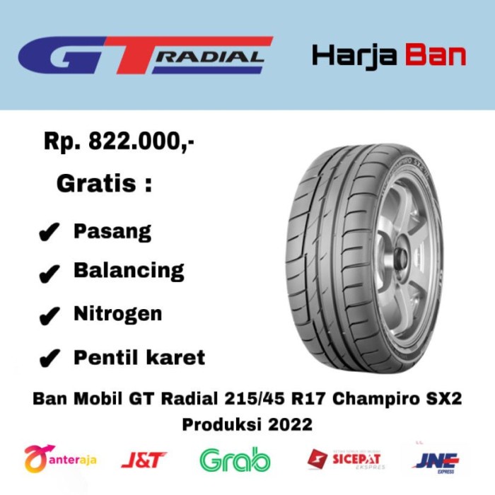 Jual Ban Mobil GT Radial 215/45 R17 Champiro SX2 Produksi 2022 | Shopee Indonesia