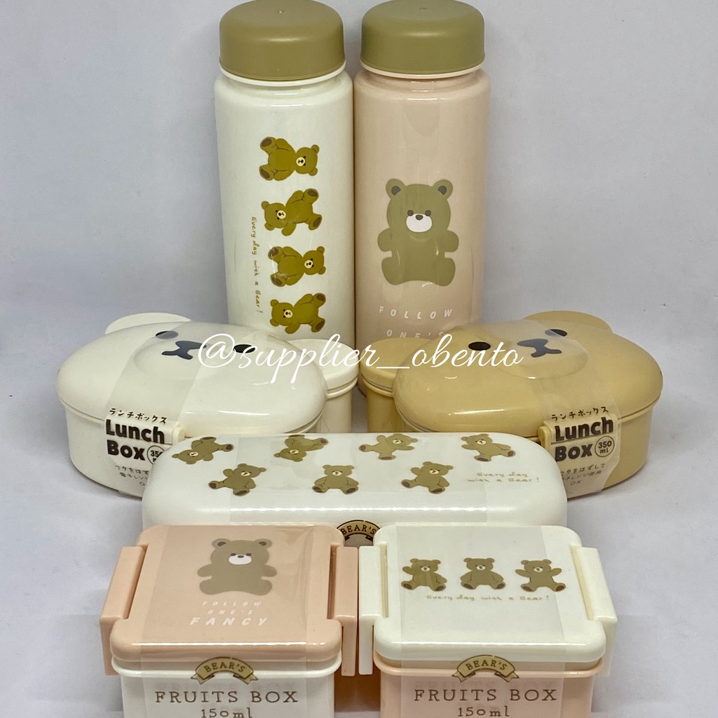 Jual [Seria] Bear Lunch Box Snack Box Series Water Bottle Fruits Box Cutlery Set Bear Spoon Fork ...