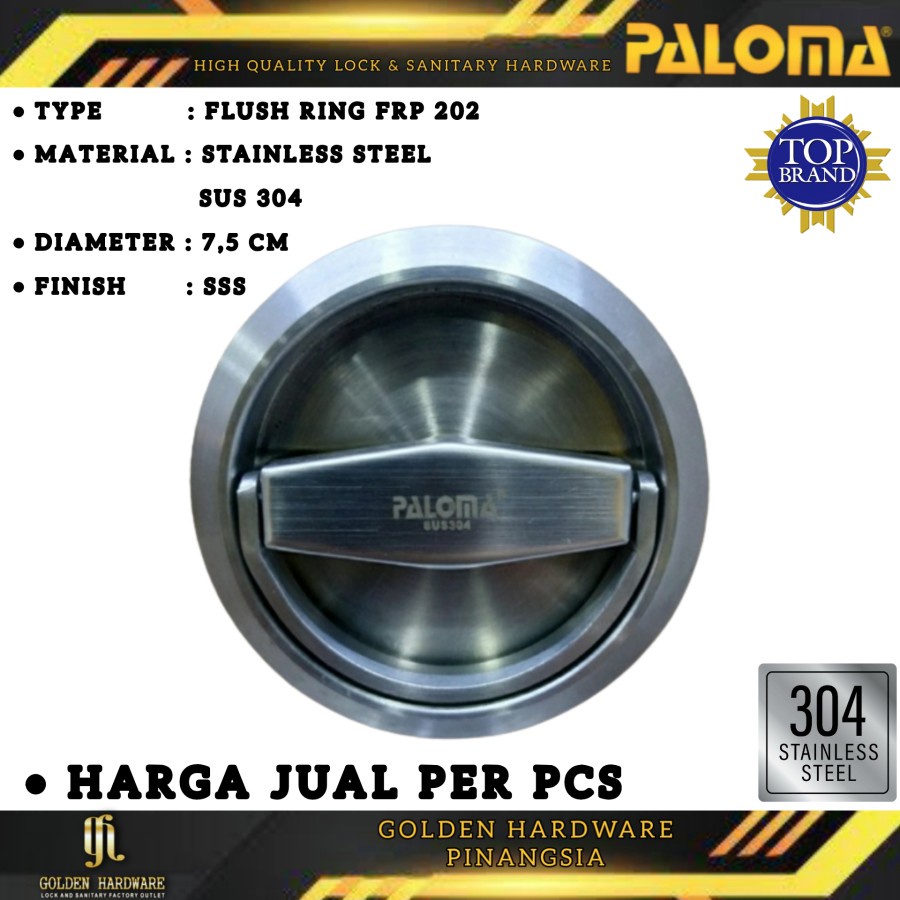 Jual Paloma FRP 202 Handle Pintu Tarikan Bulat Flush Ring Stainless ...