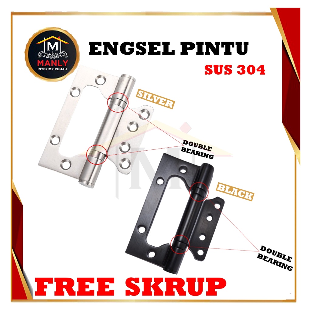 Jual Engsel Pintu / Engsel Jendela Kupu-kupu 4 inch SILVER dan BLACK ...
