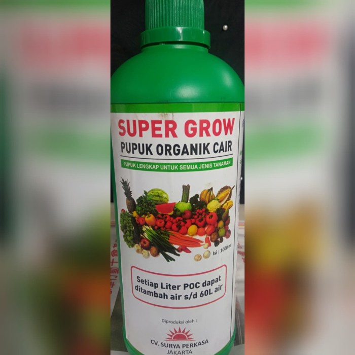 Jual Obat Super Grow/Pupuk Organik/Pupuk Cair/Pupuk Buah/Penyubur Tanaman #Original | Shopee ...