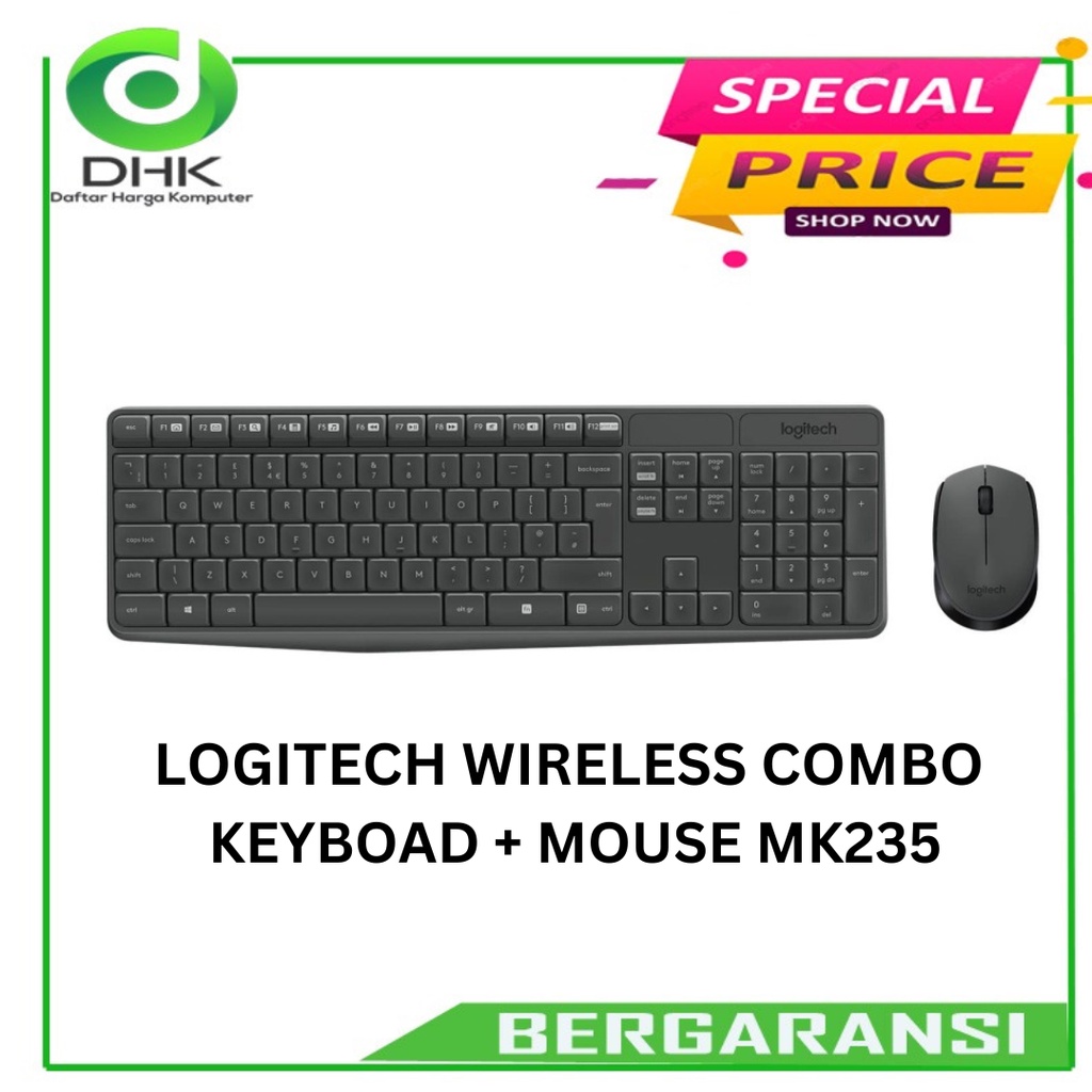 Jual LOGITECH WIRELESS COMBO KEYBOAD + MOUSE MK235 | Shopee Indonesia