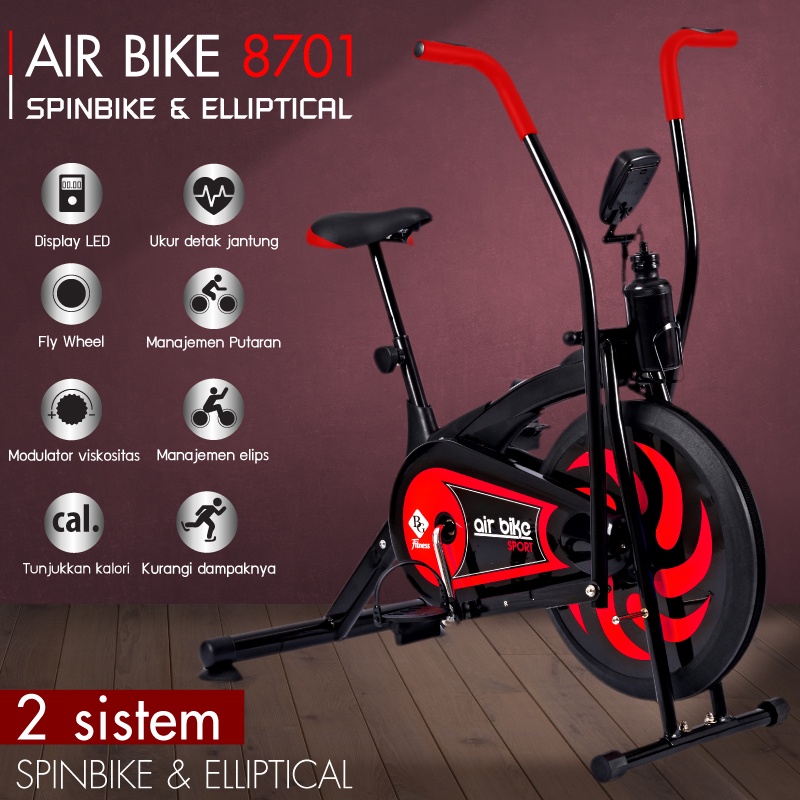 Jual BG SPORT Sepeda Statis Spin Air Bike Platinum Cardio 8701 Red-Grey | Shopee Indonesia