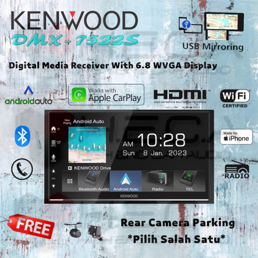 Jual KENWOOD DMX-7522S Head Unit Double Din Tape Audio DMX7522S 7522S ...