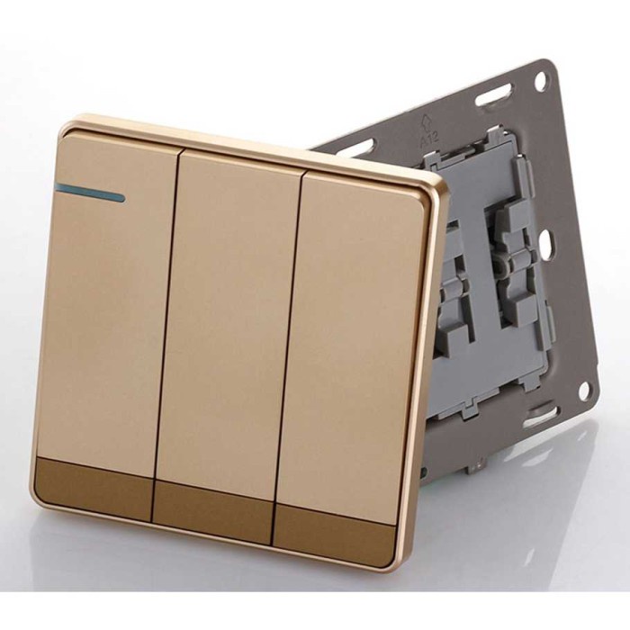 Jual JUAL Cetekan Saklar Sakelar Lampu Gold Dinding 86 Gang 1 2 3 4 Way ...