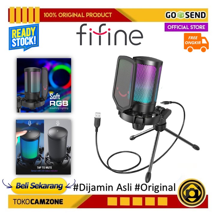 Jual Fifine A6 Ampligame USB Condenser Gaming Microphone with RGB Light ...