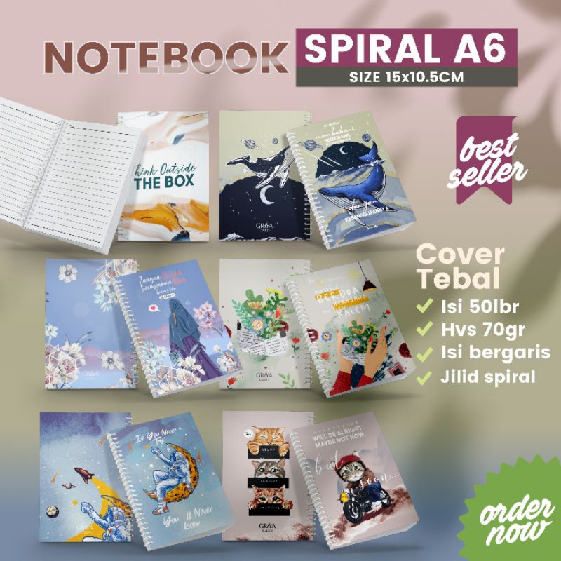 Jual NOTEBOOK SPIRAL A6 | BUKU TULIS SPIRAL | BUKU CATATAN BERGARIS ...