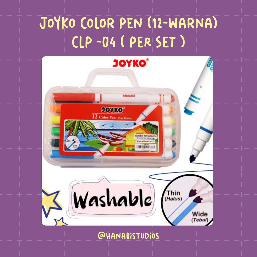 Jual Joyko Color Pen (12-warna) CLP -04 ( PER SET ) | Shopee Indonesia