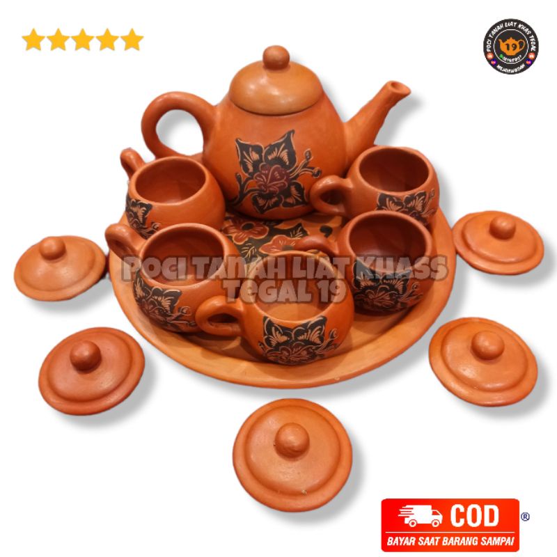 Jual Poci tanah liat khas Tegal motif bunga | Shopee Indonesia