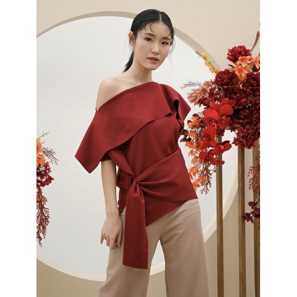 Jual Rhei Collection - Missy Maroon Atasan Wanita kekinian korean style ...