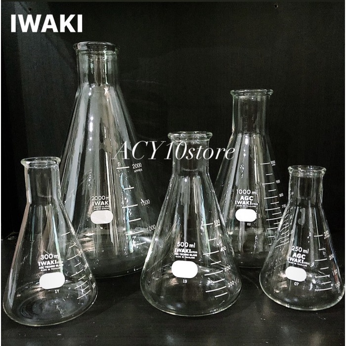 Jual Lab Iwaki Erlenmeyer Flask 250Ml, 300Ml, 500Ml, 1000Ml, 2000Ml | Shopee Indonesia