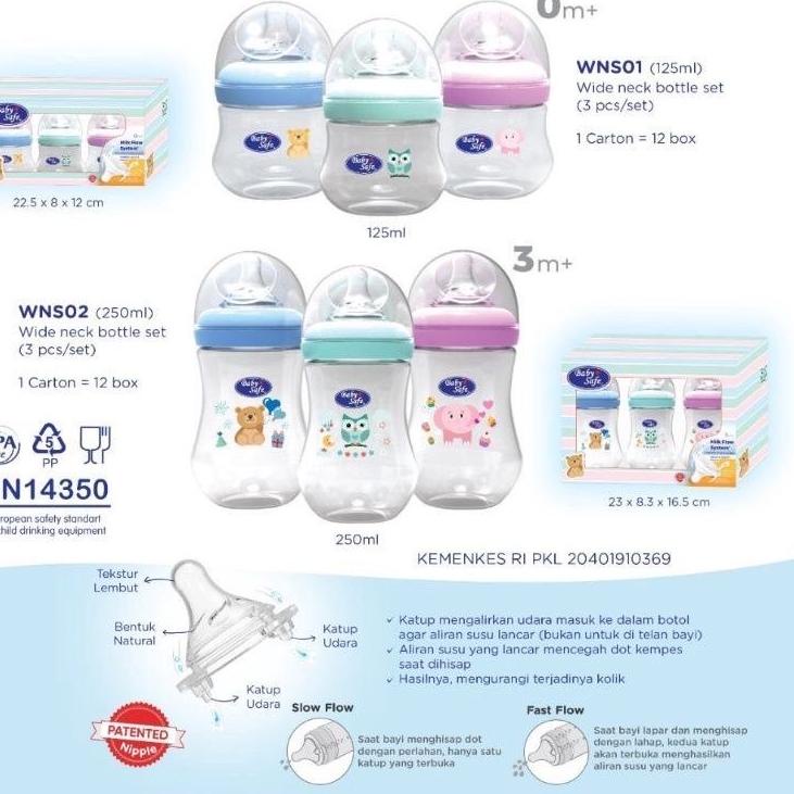 Jual Cuma Di Sini Baby Safe Wide Neck Bottle Motif WNS01 125ml / WNS02 ...