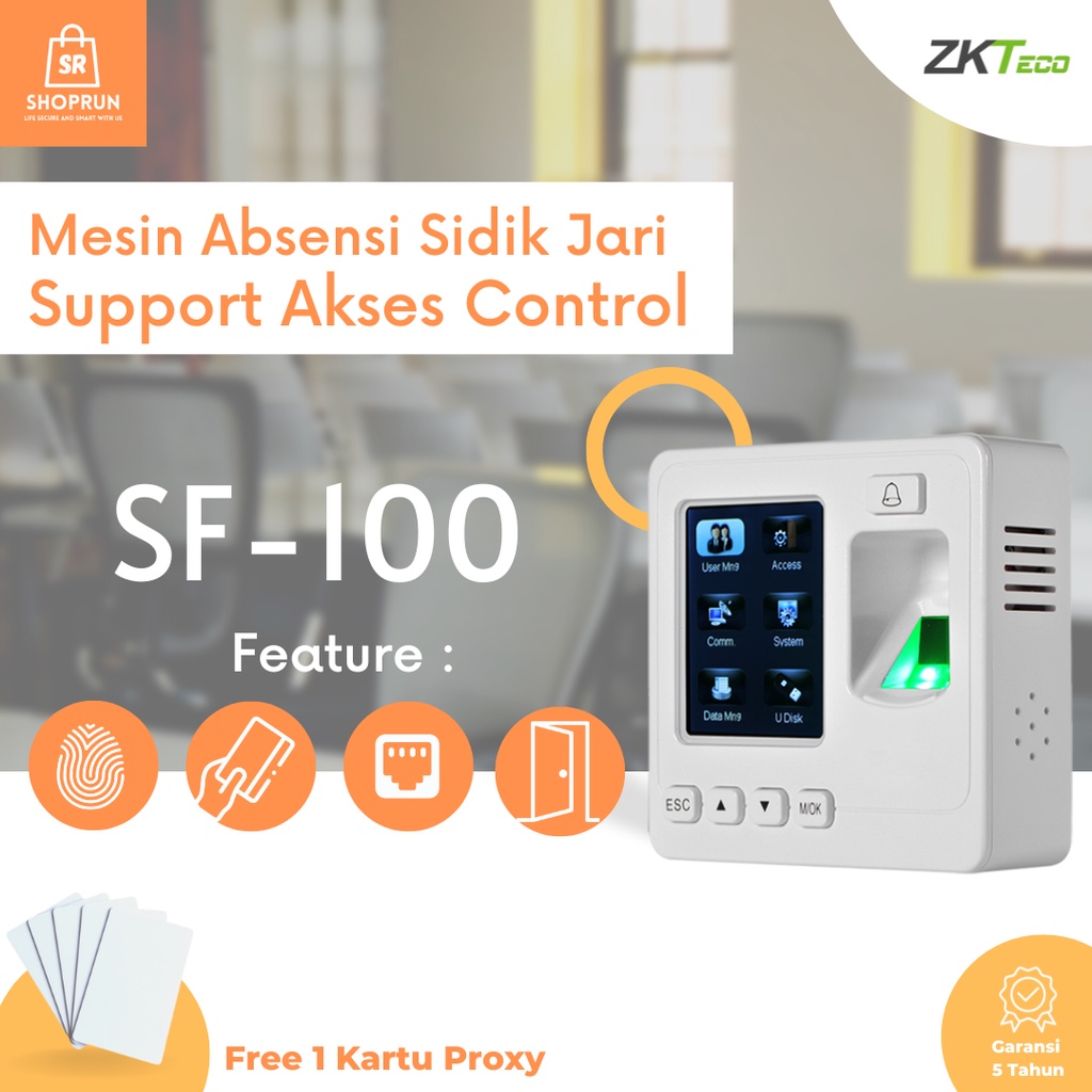 Jual Mesin Absensi Fingerprint & Access Door SF100 ZKTECO | Shopee Indonesia