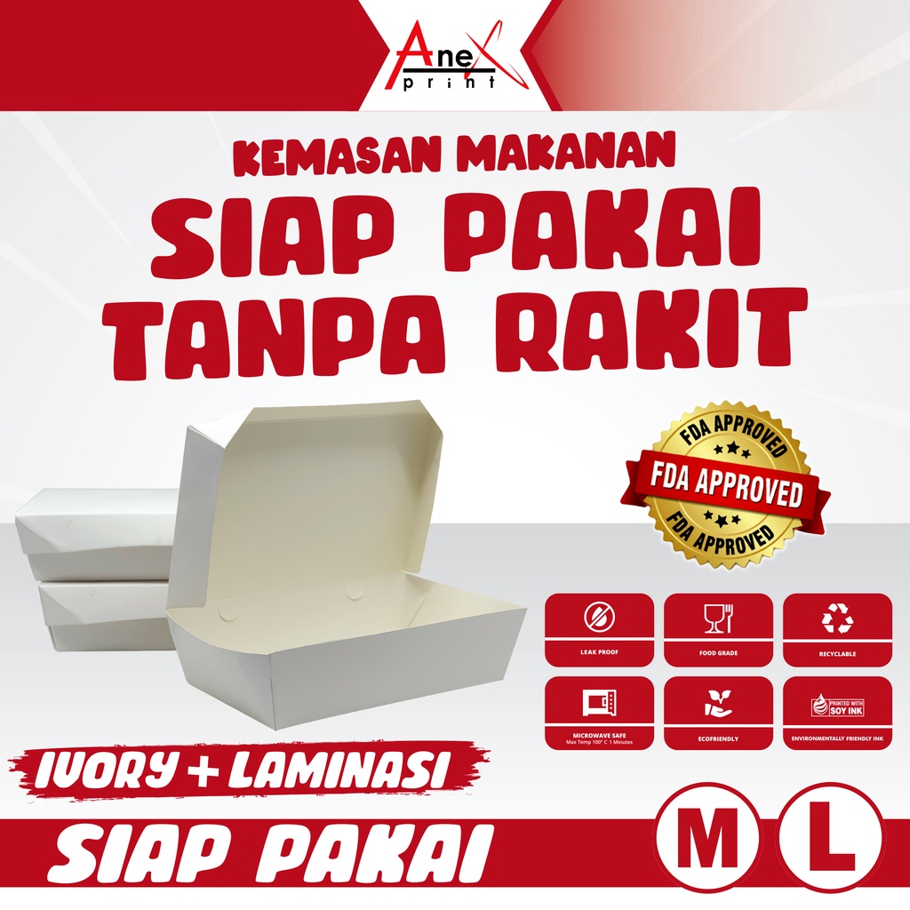 Jual PAPER LUNCH BOX IVORY FOODGRADE SIAP PAKAI MURAH UKURAN M DAN ...
