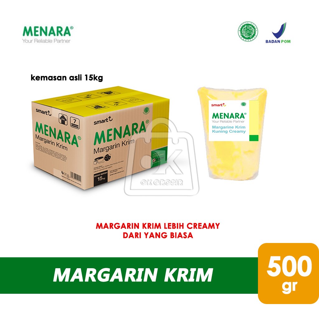 Jual Margarin Krim MENARA Kuning Creamy Margarine (500 gr) | Shopee ...