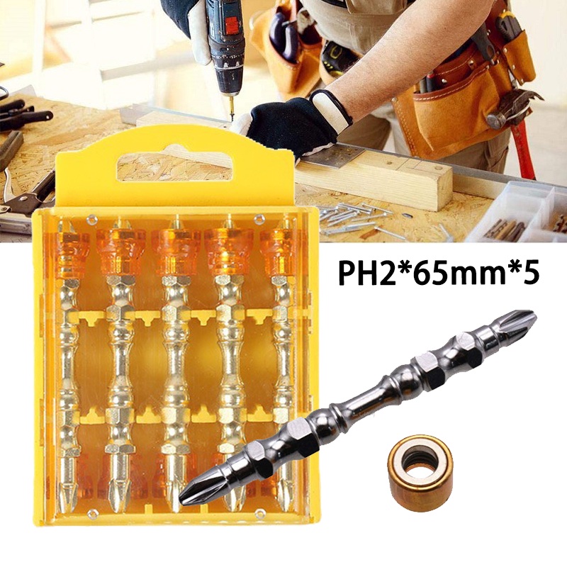 Jual 5pcs Blackfoot Mata bor Obeng Magnet PH2 65mm Magnetic Screwdriver ...