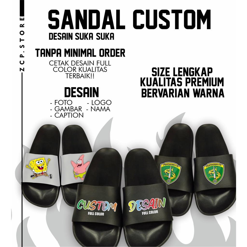 Jual SANDAL CUSTOM | SANDAL SLIDE CUSTOM SUKA-SUKA | SANDAL SLOP ...